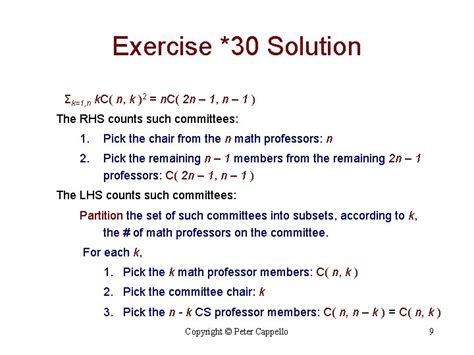 Binomial Coefficients Selected Exercises Preliminaries What Is The