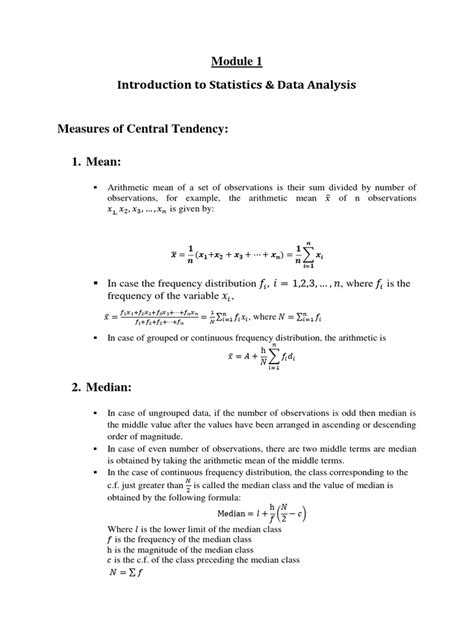 Module Wise Important Formulae Pdf Analysis Of Variance