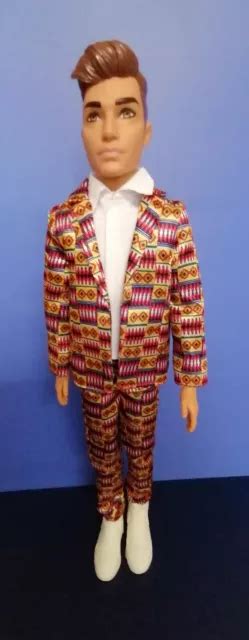 Mattel Barbie Ken Doll ~ Fashionistas Dark Haired Ken In Colourful Suit