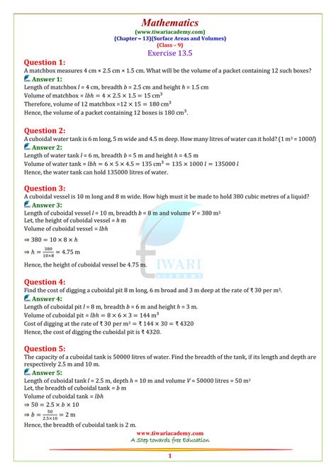 NCERT Solutions For Class Maths Chapter Exercise
