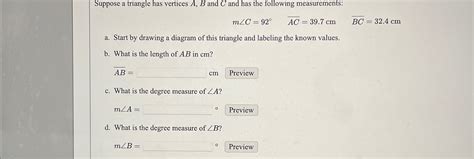 solved suppose a triangle has vertices a b ﻿and c ﻿and has