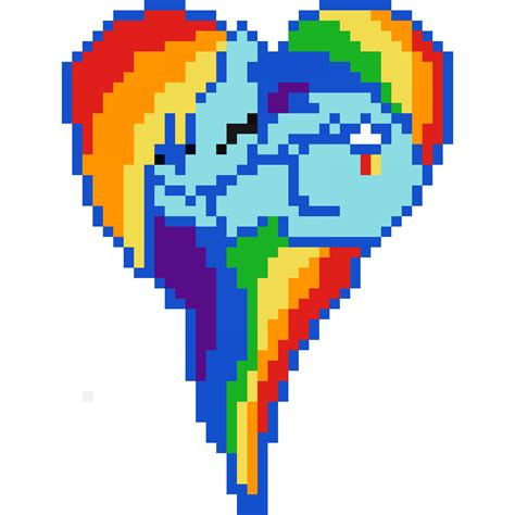 Rainbow Dash Minecraft Pixel Art Heart