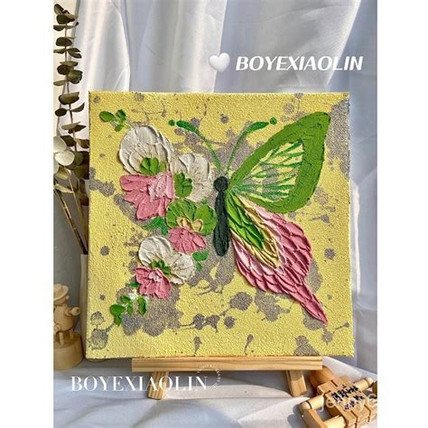 Diy畵畵材料裝飾畵蝴蝶工具包石英砂油畵極簡肌理丙烯沉浸式畵 7k2s 蝦皮購物