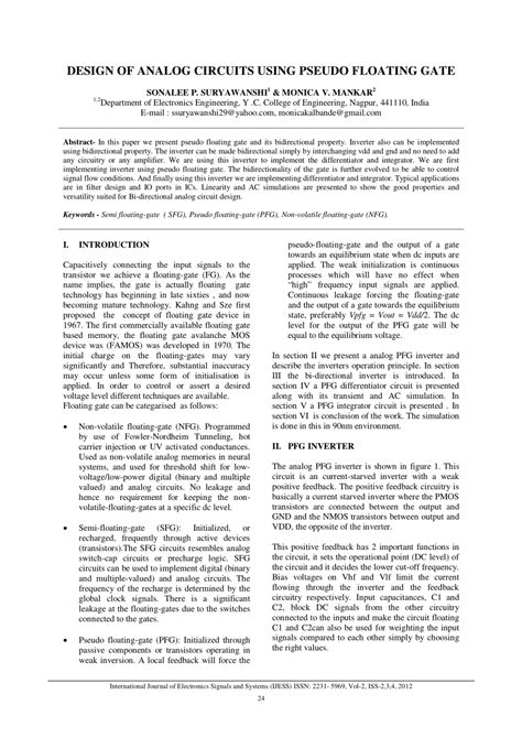 pdf “design of analog circuits using pseudo floating gate”