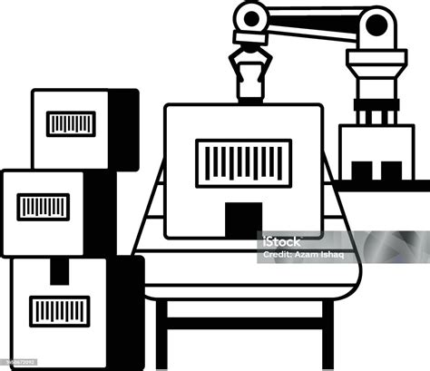 관절 로봇 팔 개념 픽 앤 플레이스 로봇 벡터 아이콘 디자인 창고 자동화 기호 산업 혁명 기호 배송 및 물류 스톡 일러스트 개선에 대한 스톡 벡터 아트 및 기타 이미지