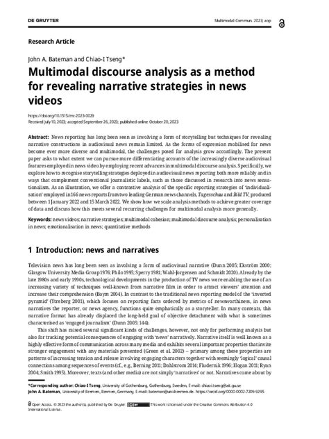 Pdf Multimodal Discourse Analysis As A Method For Revealing Narrative