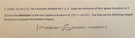 Solved Pts Let F T Be A Function Defined For T Chegg