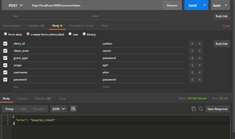 C IdentityServer Invalid Client Error Always Returned Stack Overflow