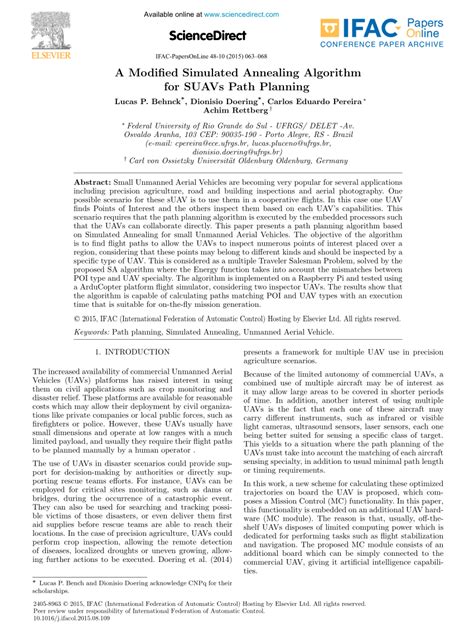 Pdf A Modified Simulated Annealing Algorithm For Suavs Path Planning
