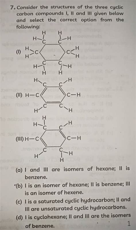 Consider The Structures Of The Three Cyclic Carbon Compounds I Ii And Ii