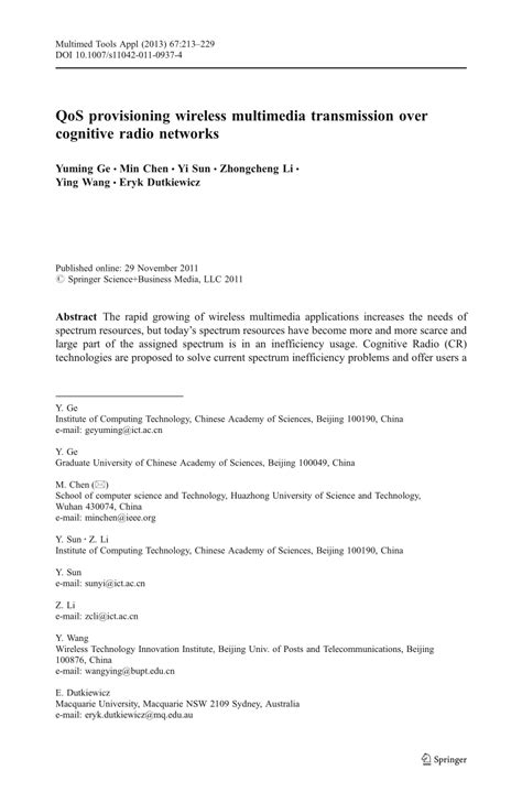 pdf qos provisioning wireless multimedia transmission over cognitive
