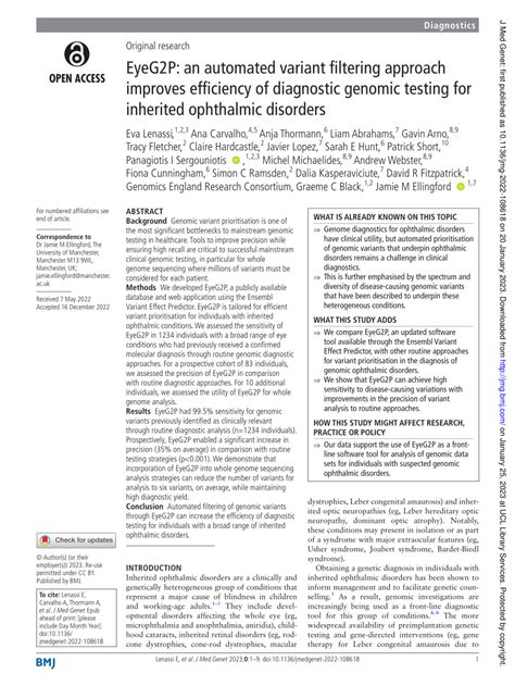 Pdf Eyeg2p An Automated Variant Filtering Approach Improves Efficiency Of Diagnostic Genomic