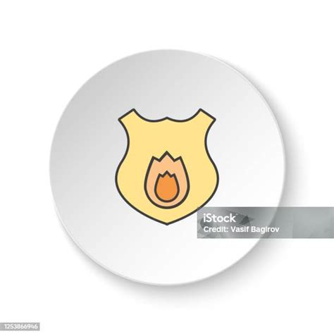Round Button For Web Icon Fireguard Shield Button Banner Round Badge Interface For Application