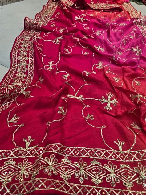 Gota Work Munga Silk Saree 6 3 M With Blouse Piece At ₹ 1600 In Jaipur