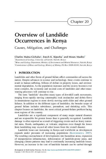 Pdf Overview Of Landslide Occurrences In Kenya
