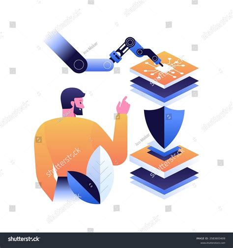 Cybersecurity Age Iot Man Interacts Robotic Stock Vector Royalty Free 2583603409 Shutterstock