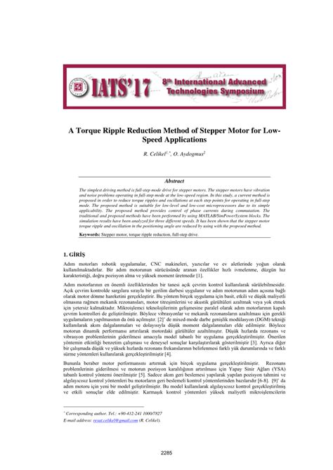 Pdf A Torque Ripple Reduction Method Of Stepper Motor For Low Speed