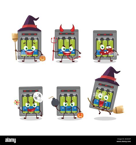 Halloween Expression Emoticons With Cartoon Character Of Electric