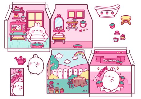 Eng 🥛몰랑이 우유스퀴시 하우스에서 놀기🥛 🍰무료 도안공유🍰 종이구관 그리는법 쉬운 만들기 페이퍼 크래프트 미니어쳐 종이인형 옷입히기 네이버 블로그