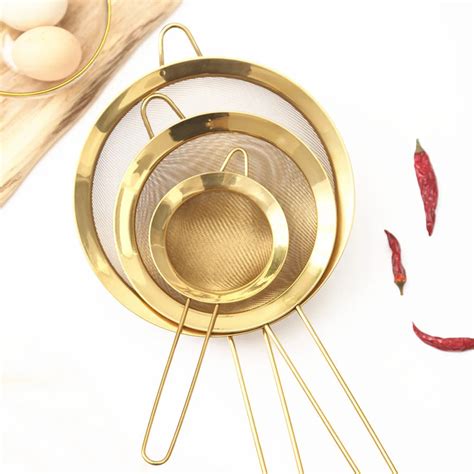 스테인레스 스틸 골드 메쉬 별도 오일 스트레이너 밀가루 시프터 체 소쿠리 밀가루 커피 메쉬 필터 주방 오븐용 접시콜렌더 And 여과기 Aliexpress