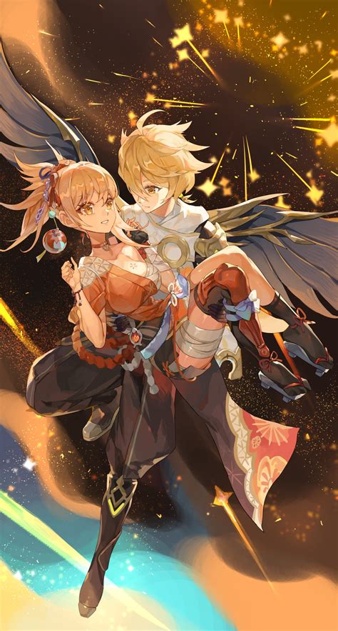 Aether And Yoimiya Genshin Impact Drawn By Xinliu Asato Danbooru