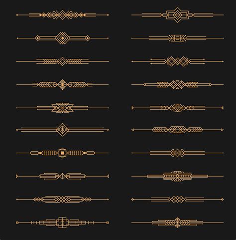 Golden Art Deco Dividers Menu Border Frames Set 48012719 Vector Art At