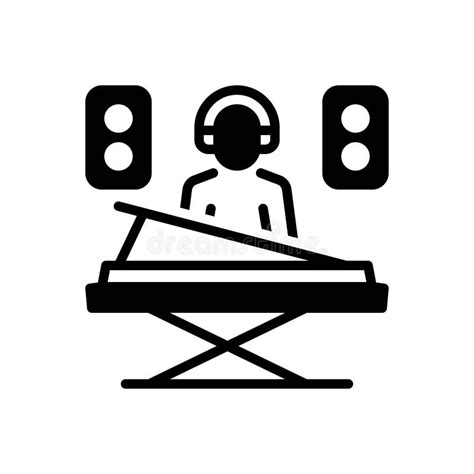 Black Solid Icon For Music Composer Pianoforte And Song Stock