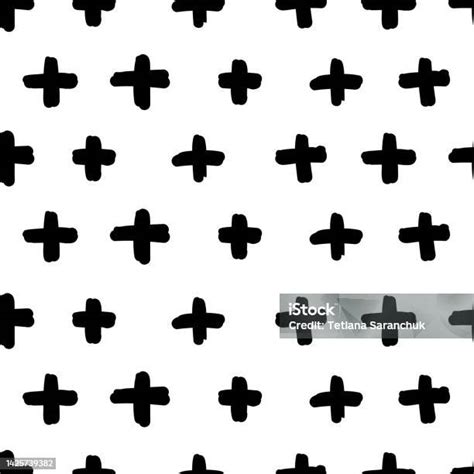 간단한 손으로 그린 기하학적 패턴 트렌디 한 흑백 브러시 마크 기하 도형에 대한 스톡 벡터 아트 및 기타 이미지 기하 도형 벡터 패턴 Istock