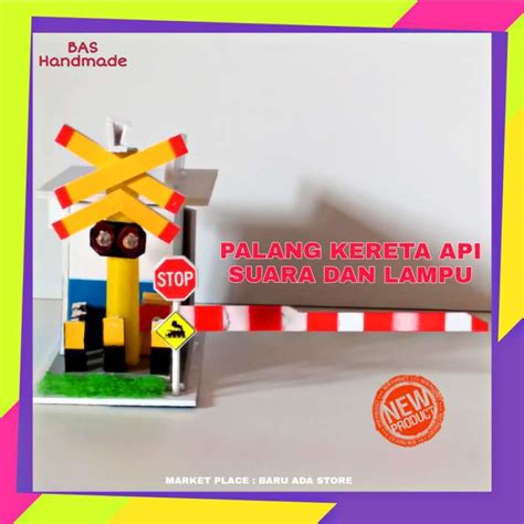 promo miniatur palang pintu kereta api pjl dengan suara lampu pos