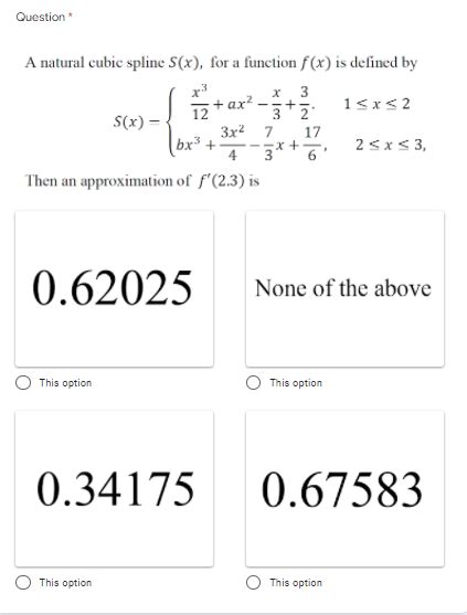 solved question a natural cubic spline s x for a function