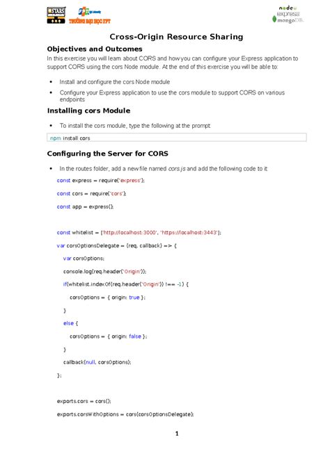 Exercise 23 Cross Origin Resource Sharing Cross Origin Resource
