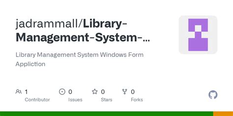 GitHub Jadrammall Library Management System Windows Form Appliction Library Management System