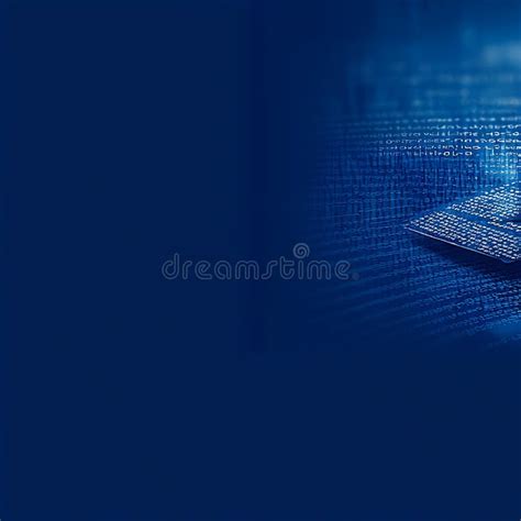 Abstract Image Displays Computer Code With A Keyboard In Blue Hues