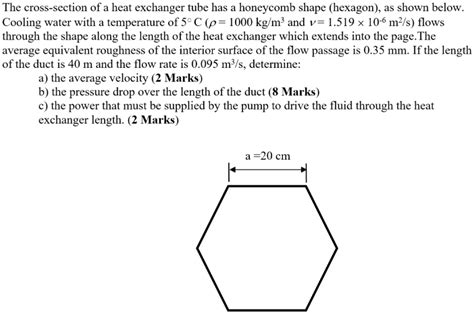 SOLVED The Cross Section Of A Heat Exchanger Tube Has A Honeycomb Shape Hexagon As Shown
