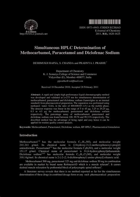 Pdf Simultaneous Hplc Determination Of … Journals Jchem 2011 614748
