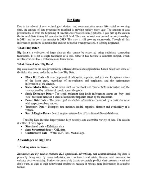 Big Data Introduction Pdf Big Data Analytics