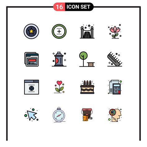 16 Thematic Vector Flat Color Filled Lines And Editable Symbols Of Page