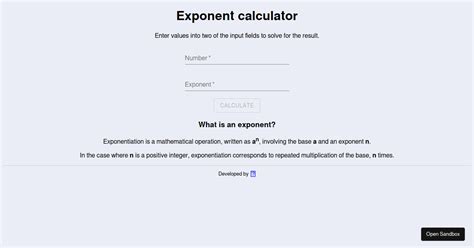 Exponent Calculator Codesandbox