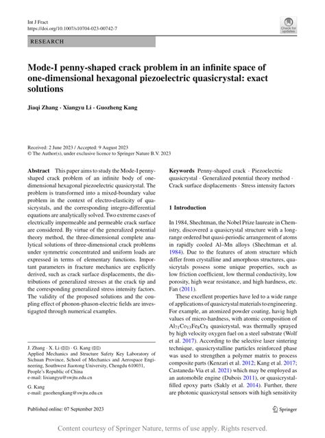 Mode I Penny Shaped Crack Problem In An Infinite Space Of One