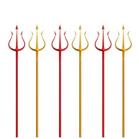 Premium Vector Red And Gold Trident On A White Background