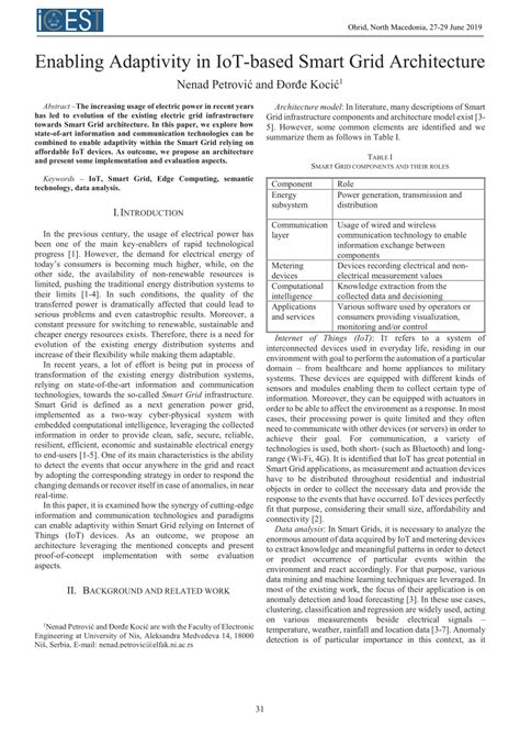 Pdf Enabling Adaptivity In Iot Based Smart Grid Architecture