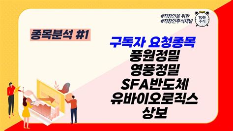 구독자 요청종목 풍원정밀 영풍정밀 Sfa반도체 유바이오로직스 상보 Youtube