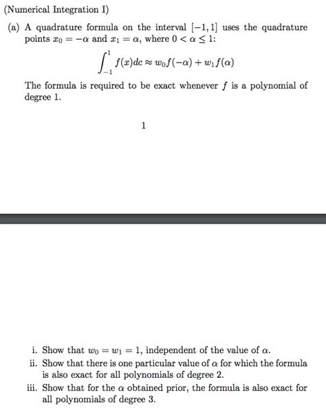 Solved Numerical Integration I A A Quadrature Formula On