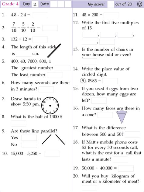 Mental Maths Worksheets For Class 4 Pdf