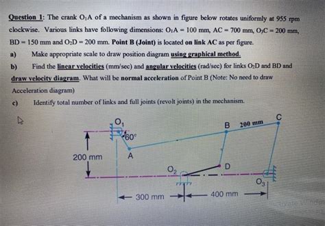 Solved Question 1 The Crank O A Of A Mechanism As Shown In Chegg Com