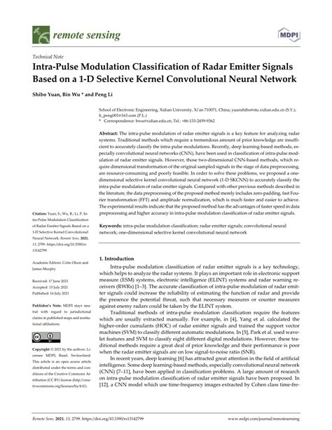 pdf intra pulse modulation classification of radar emitter signals