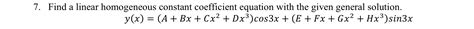 Solved Find A Linear Homogeneous Constant Coefficient