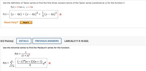 Solved Use The Definition Of Taylor Series To Find The First