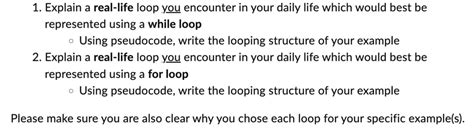 1 Explain A Real Life Loop You Encounter In Your Daily Life Which Would