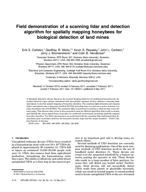 Pdf Field Demonstration Of A Scanning Lidar And Detection Algorithm